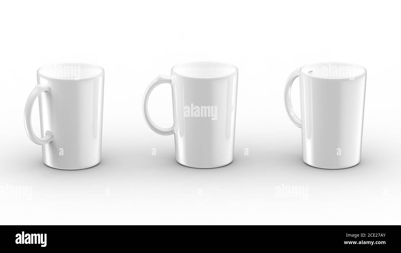 Set mug mock up isolated on light white background. Cup 3D illustration ...