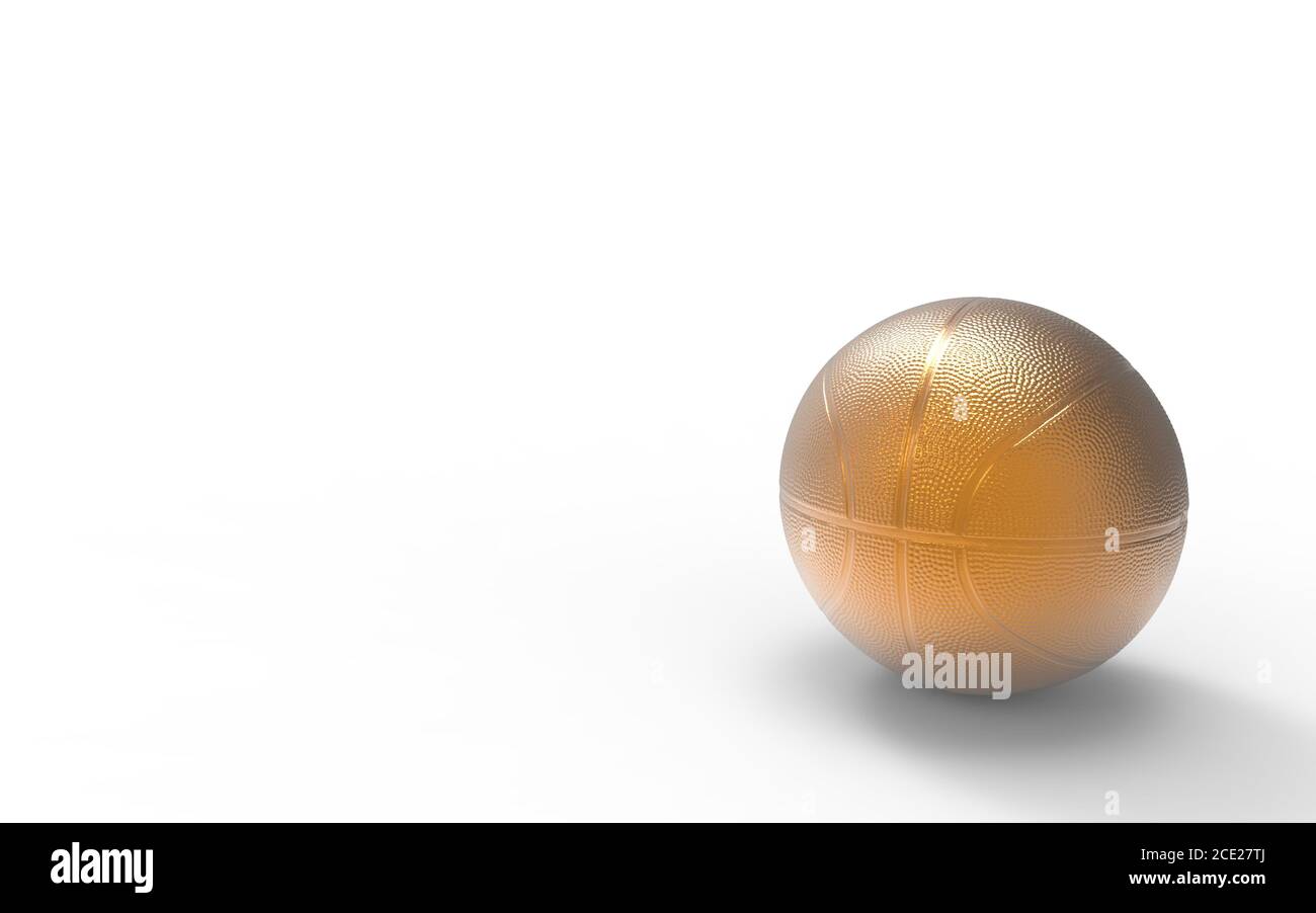 Gold metallic Basketball close-up on bright white studio background ...