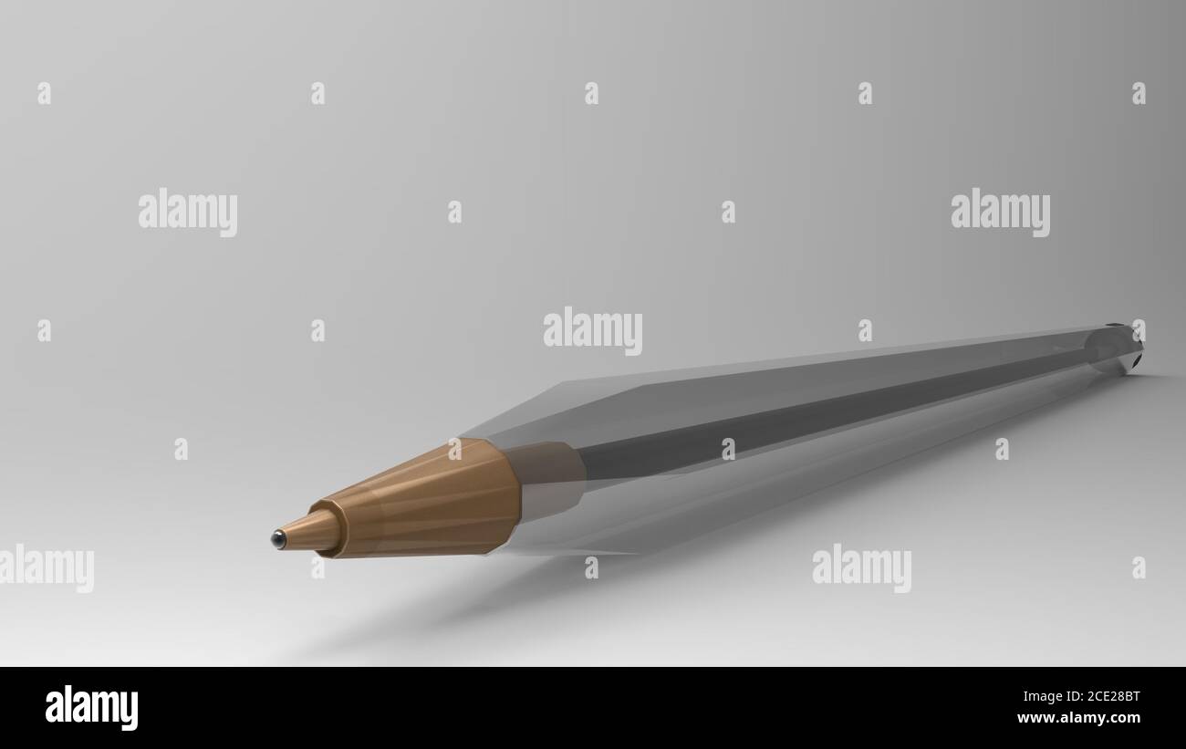 Bic, Transparent plastic ball pen on white background, 3d illustration ...