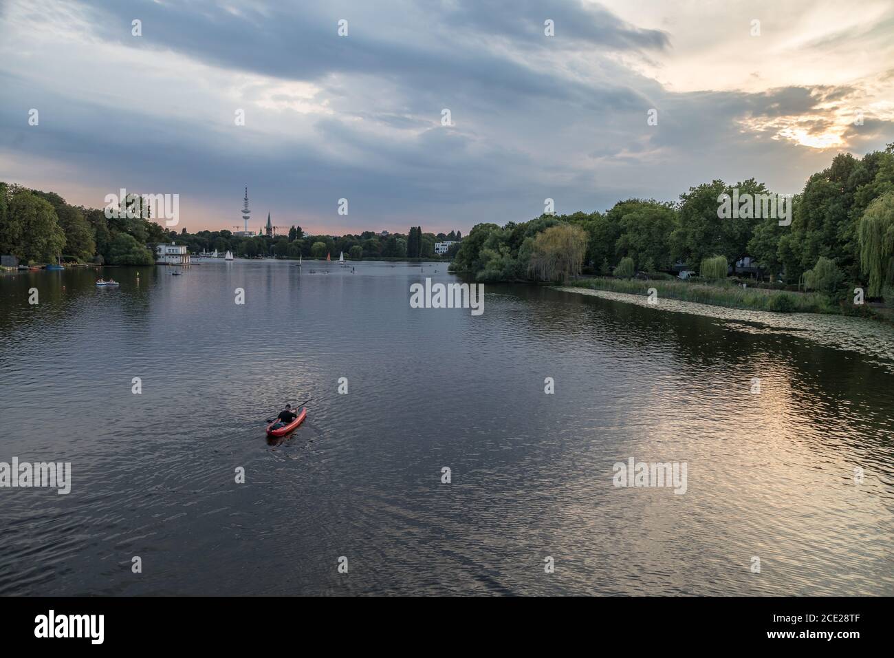 kayaking on alster lake in Hamburg Stock Photo - Alamy