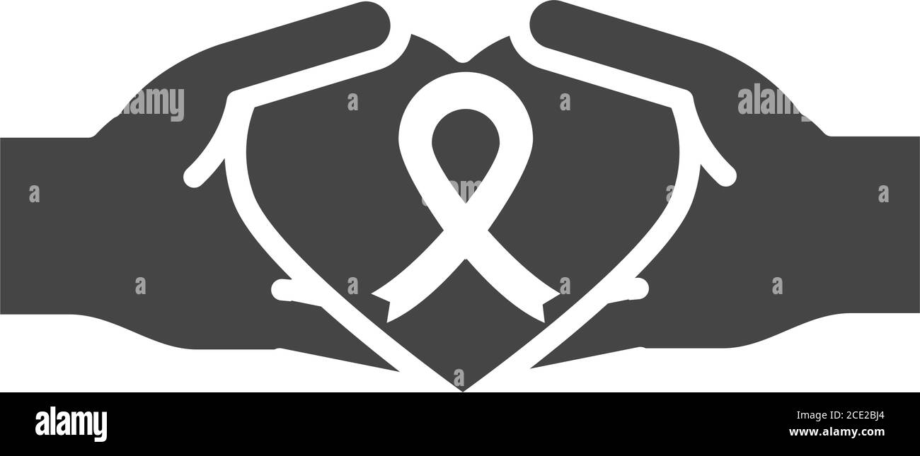 hands with heart and ribbon, human rights day, silhouette icon design ...
