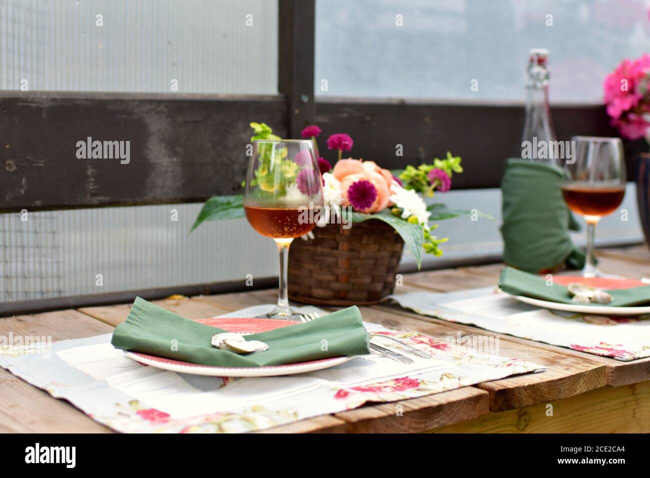 Secluded outdoor patio dining cafe with beautiful rustic garden decor ...