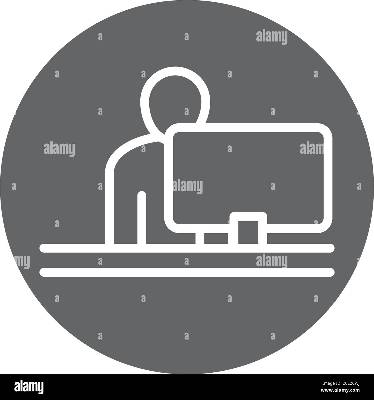 businessman using laptop, business work office, block and line icon ...