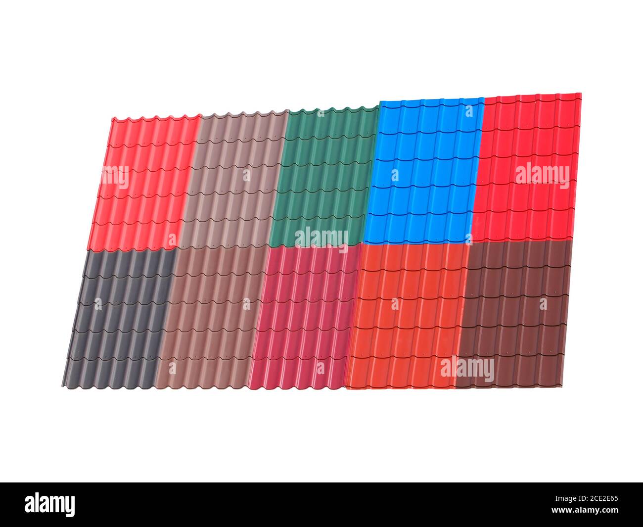 Samples of corrugated metal roofing sheets isolated on white Stock ...