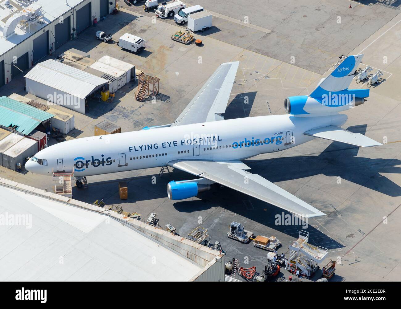 Orbis Flying Eye Hospital old Douglas DC-10 airplane. Aerial hospital ...