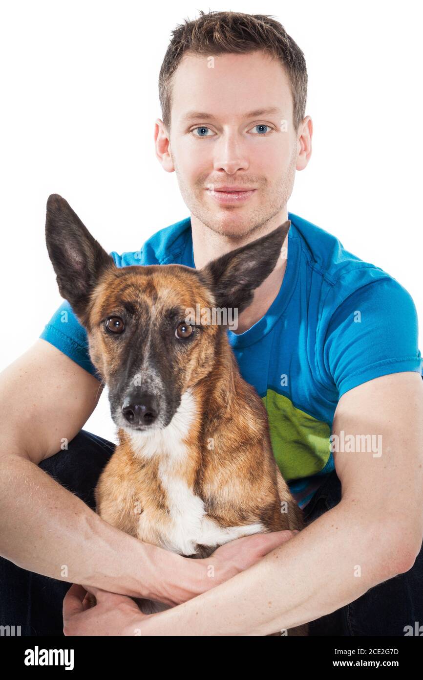 dog owner with a big dog Stock Photo - Alamy