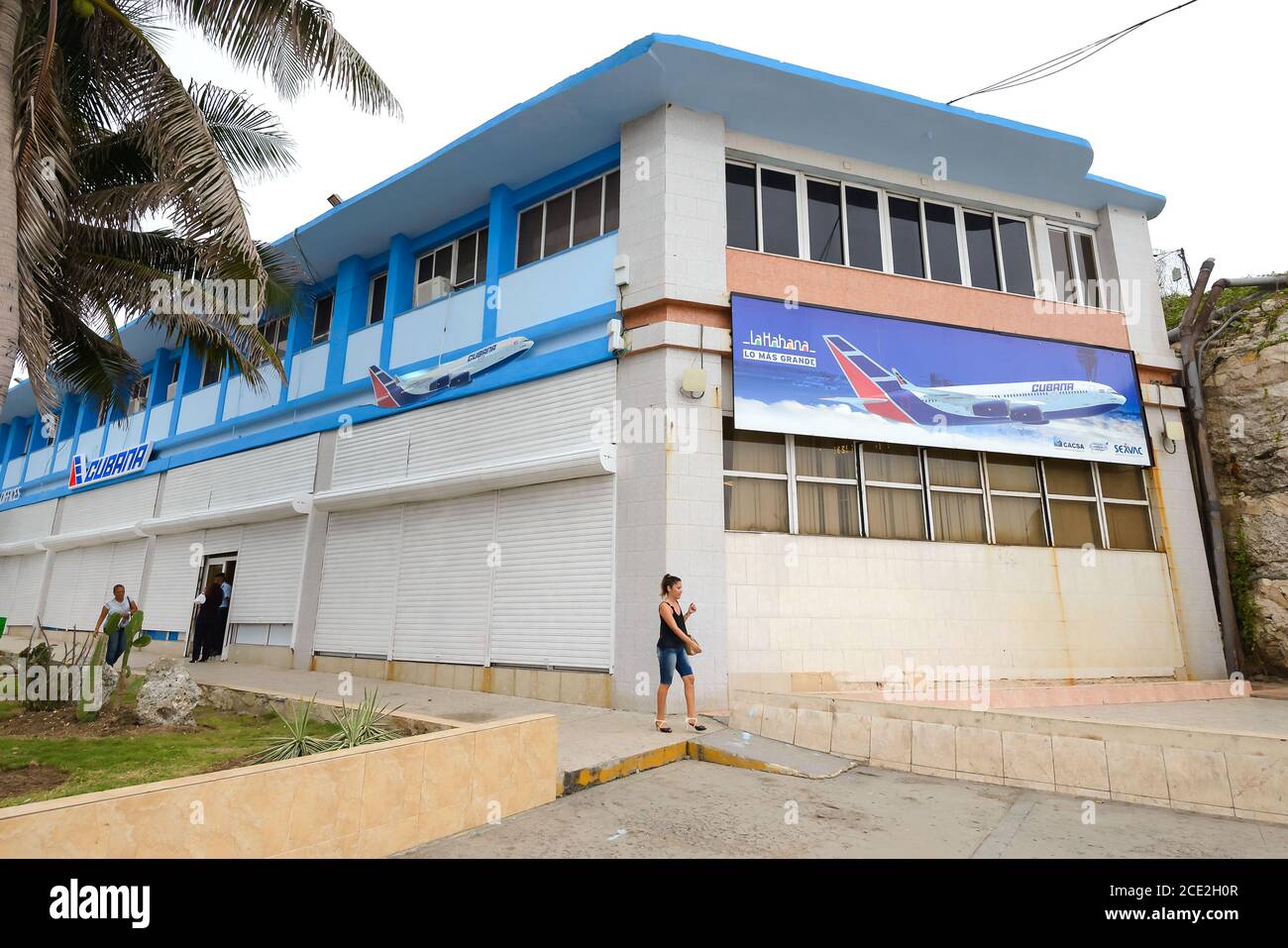 Office of Cubana Airlines in Havana, Cuba. Sales building of Cubana de ...
