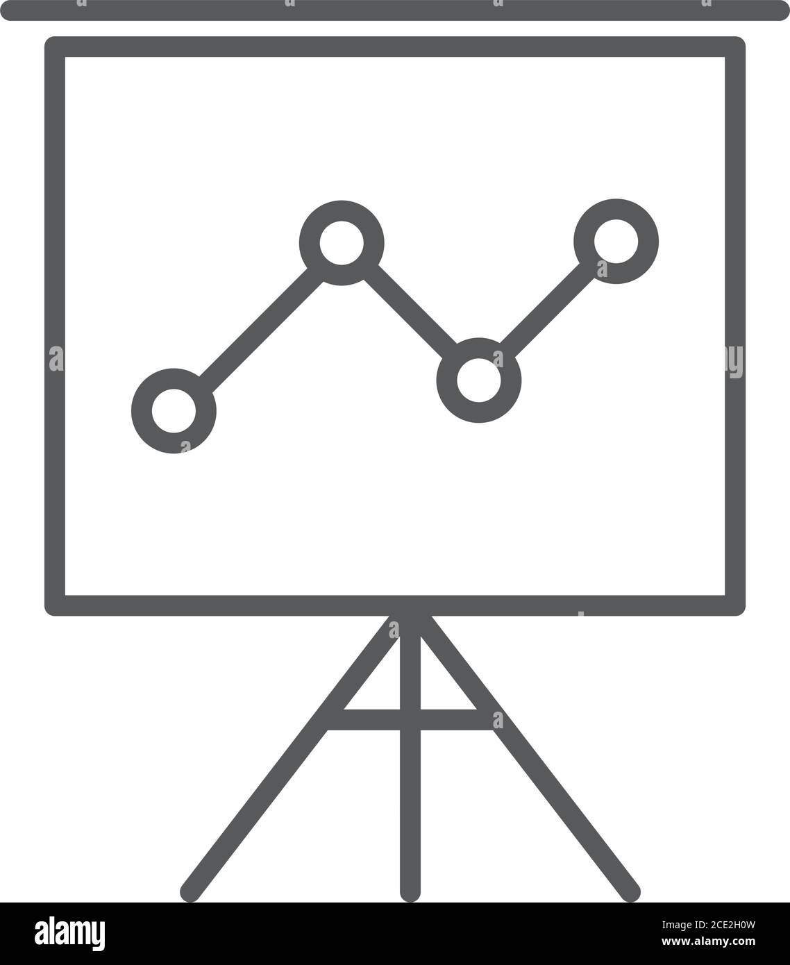 business office report chart board presentation in tripod, line icon ...