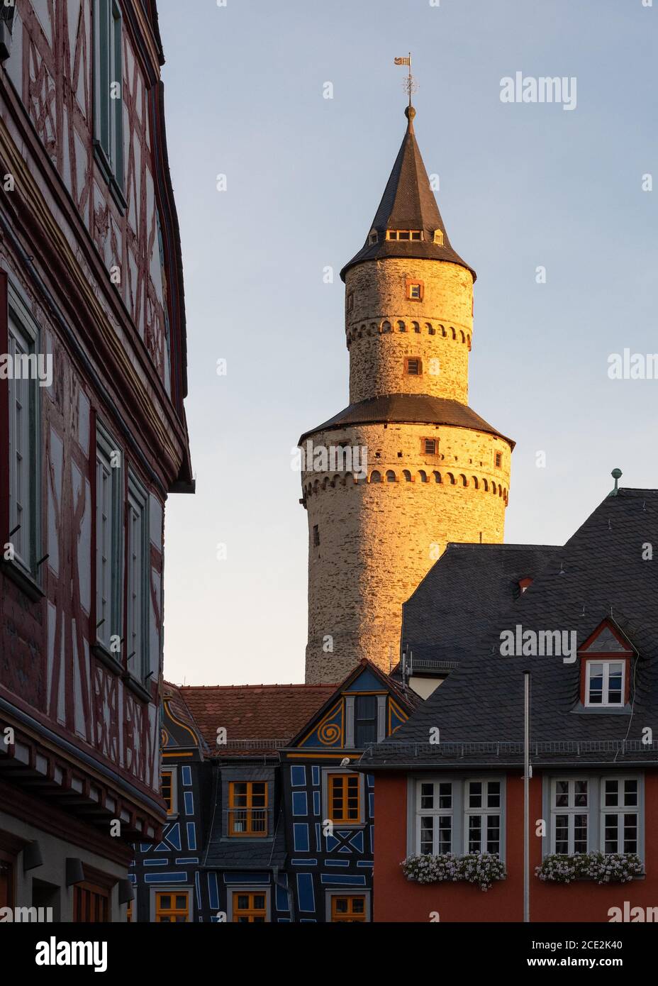 Witches Tower at sunrise - landmark of Idstein, Hesse, Germany Stock ...