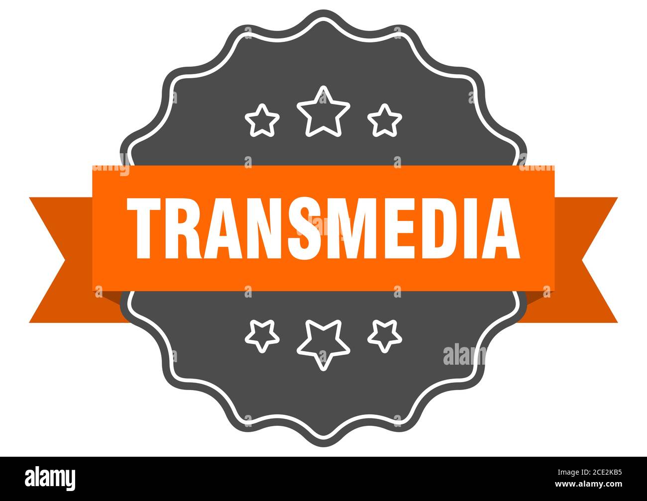 transmedia label. transmedia isolated seal. Retro sticker sign Stock ...