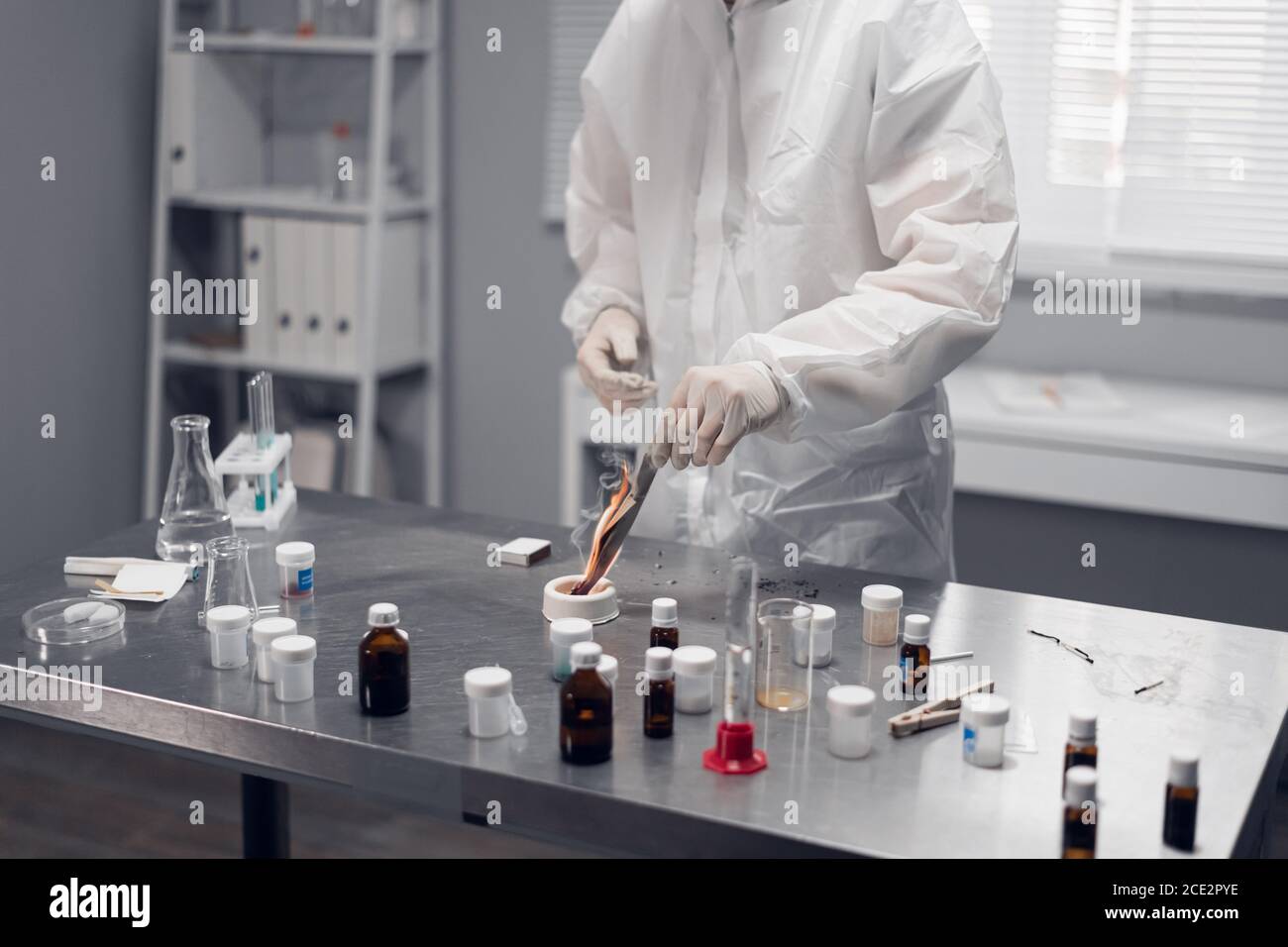 Experiments in a chemistry lab. Conducting an experiment in the ...