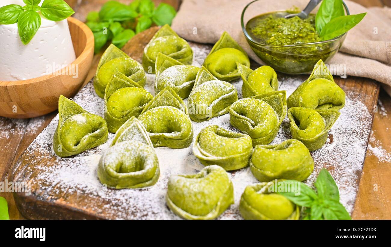 Tortellini e tortelloni typical dishes emilia italy. Food background ...