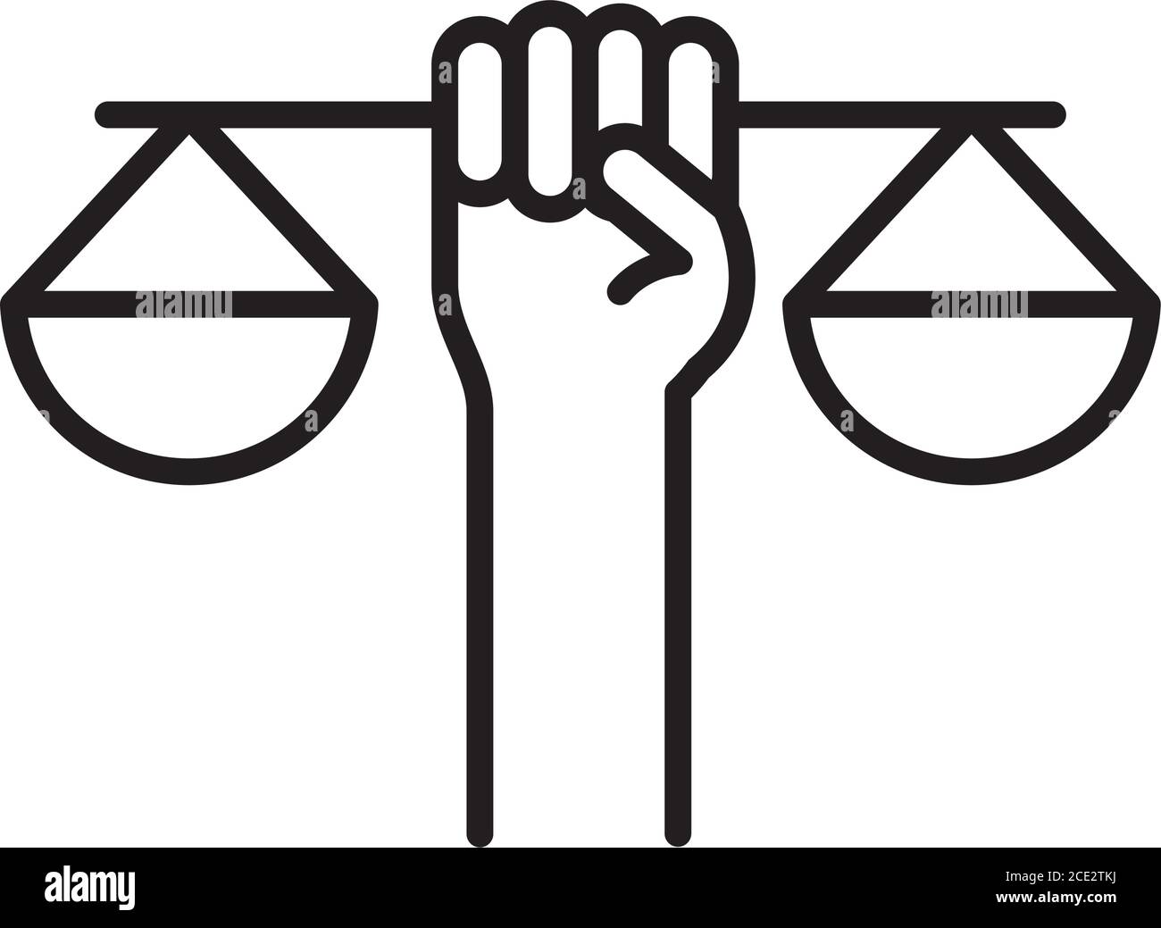 hand holding scale justice law, human rights day, line icon design ...