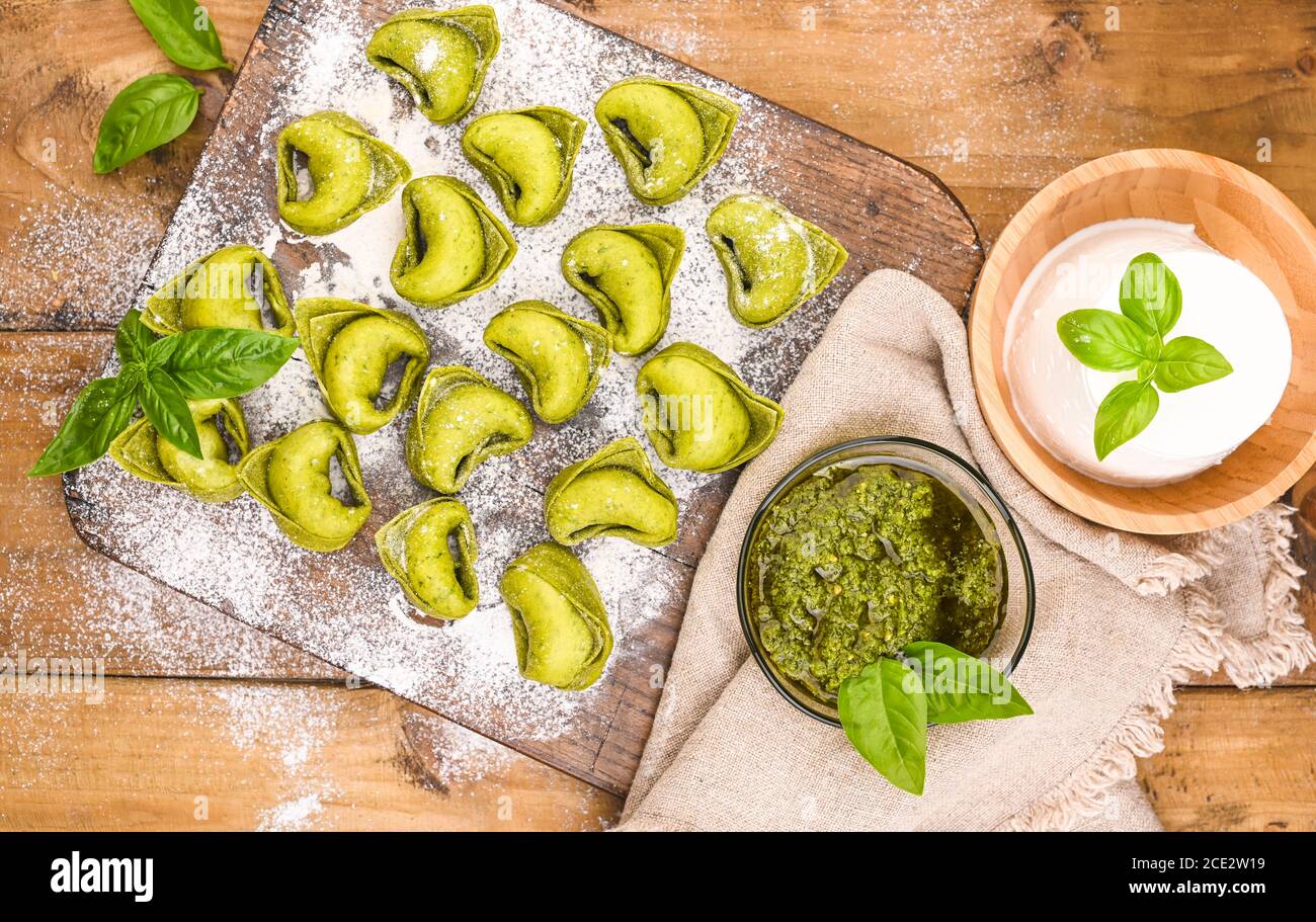 Tortellini e tortelloni typical dishes emilia italy. Food background ...