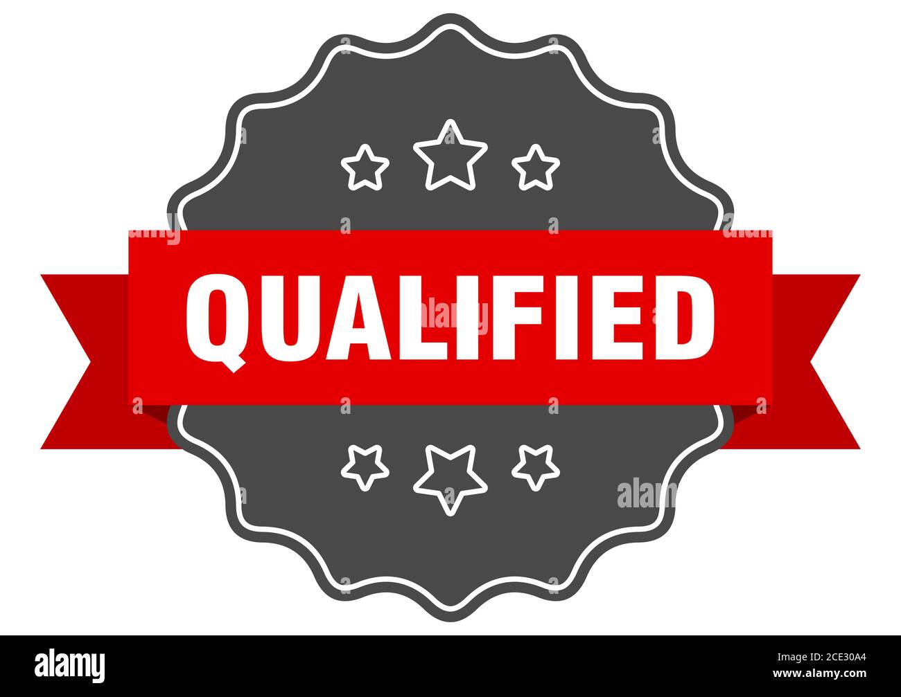 qualified label. qualified isolated seal. Retro sticker sign Stock ...