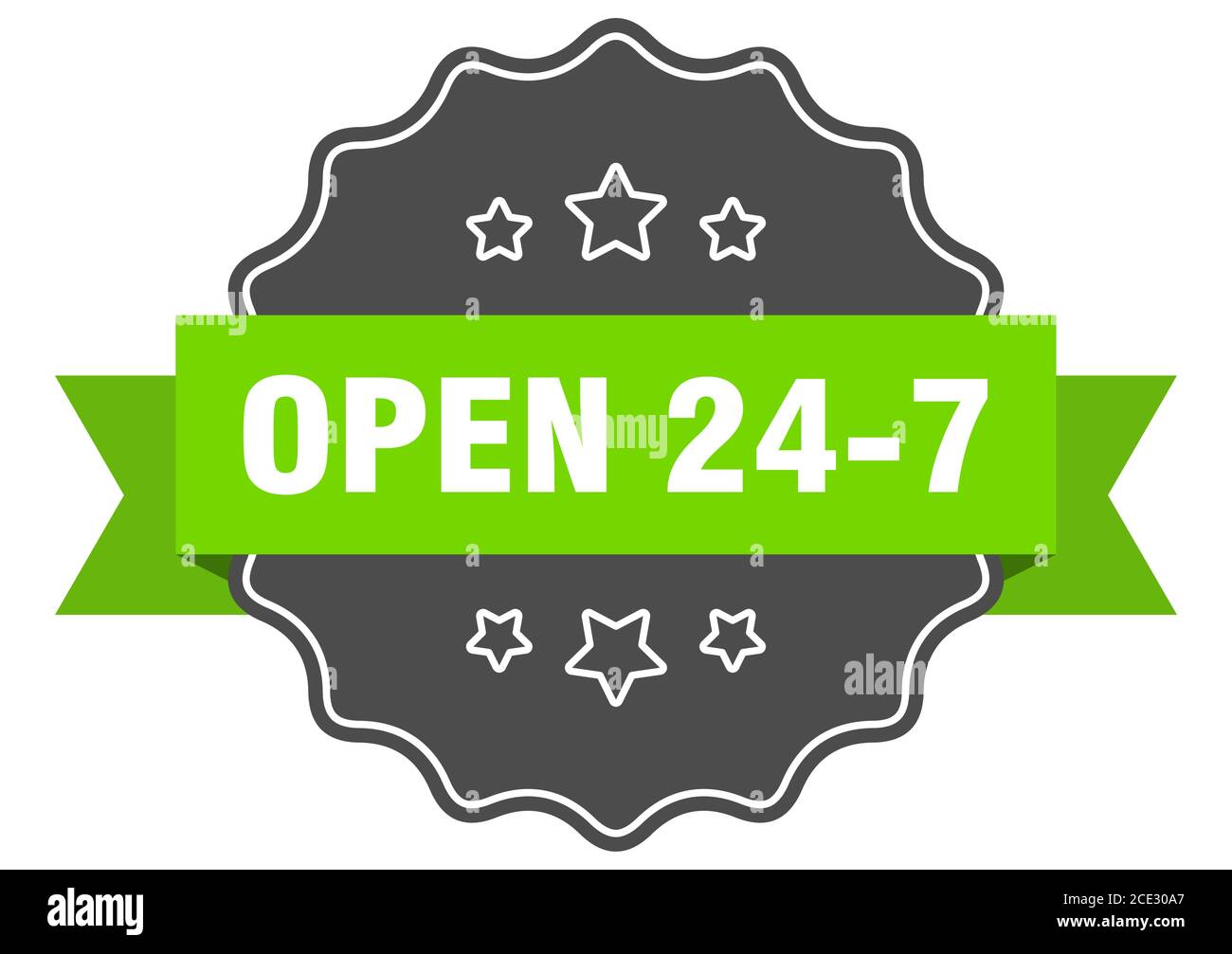 open 24 7 label. open 24 7 isolated seal. Retro sticker sign Stock ...
