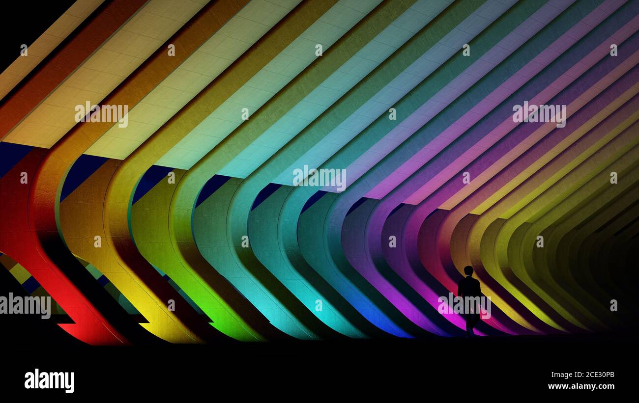 Neon lights and architecture night Stock Photo - Alamy