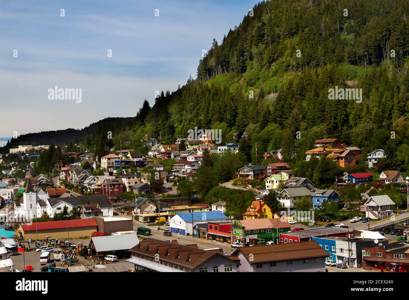 Ketchikan Alaska with a Mountain in the background Stock Photo - Alamy