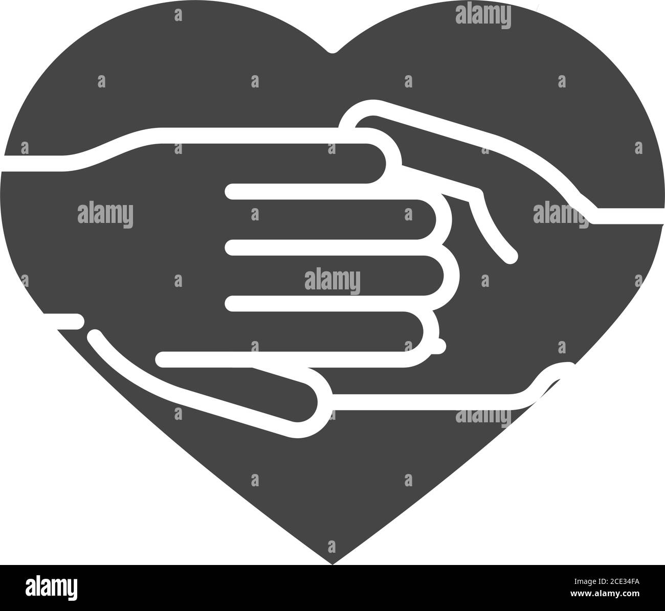 hands together in heart human rights day, silhouette icon design vector ...