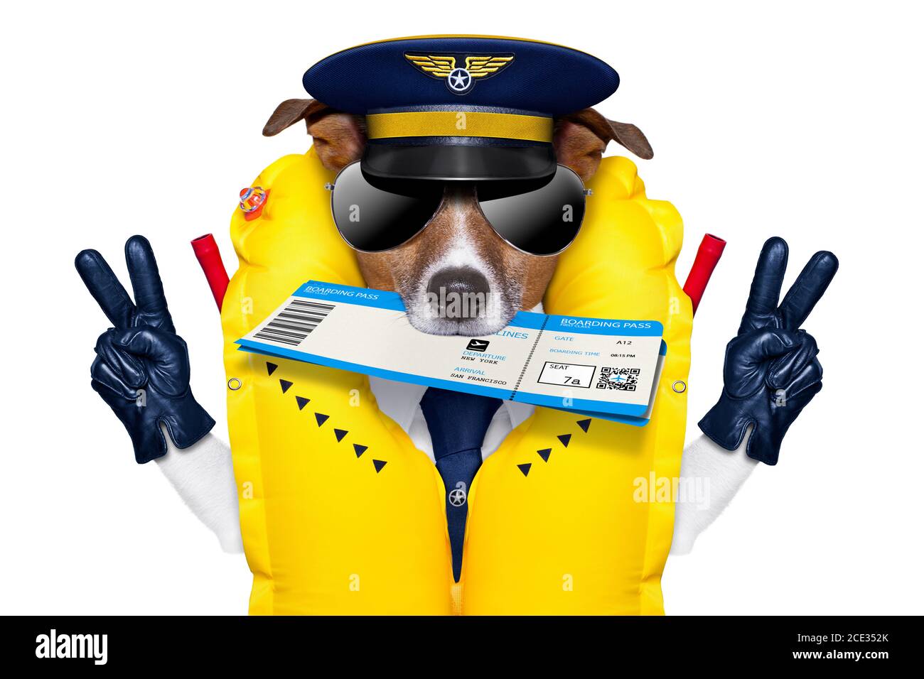 airline pilot flight attendant check in ticket Stock Photo - Alamy