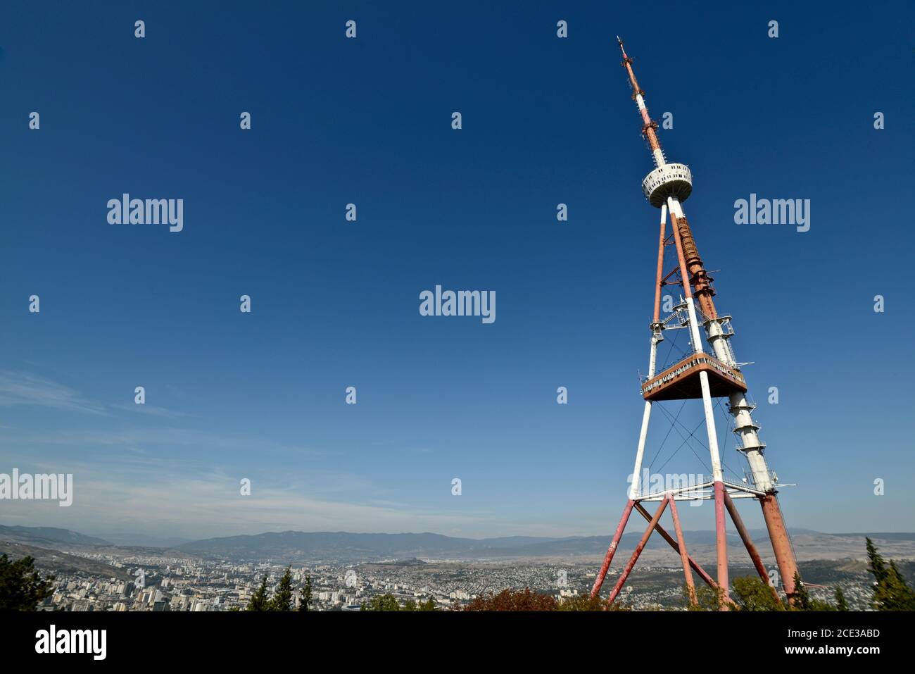 TV Broadcasting Tower at top of Mtatsminda Mountain, Tbilisi, Republic of Georgia Stock Photo ...