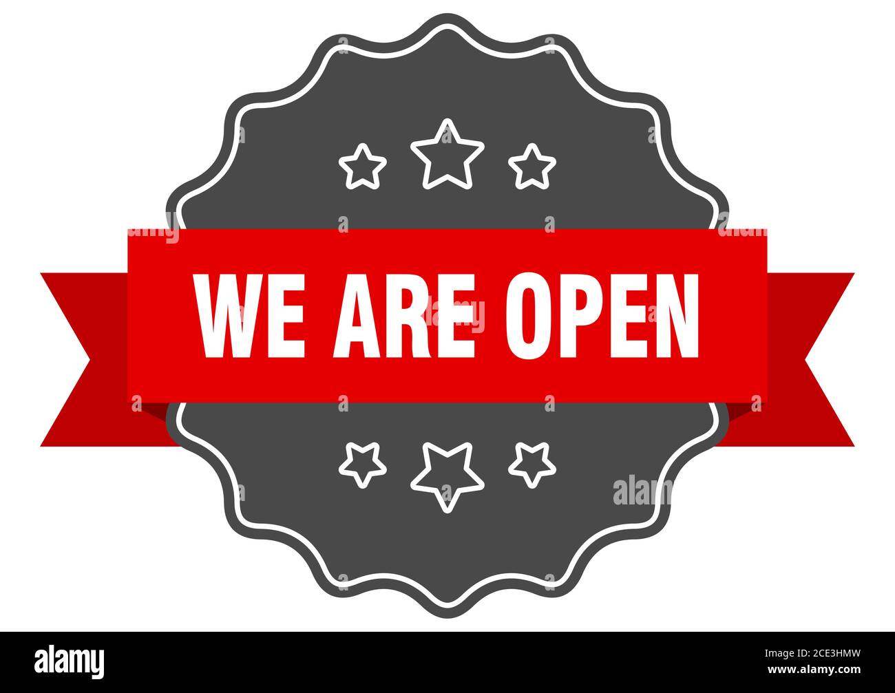 we are open label. we are open isolated seal. Retro sticker sign Stock ...