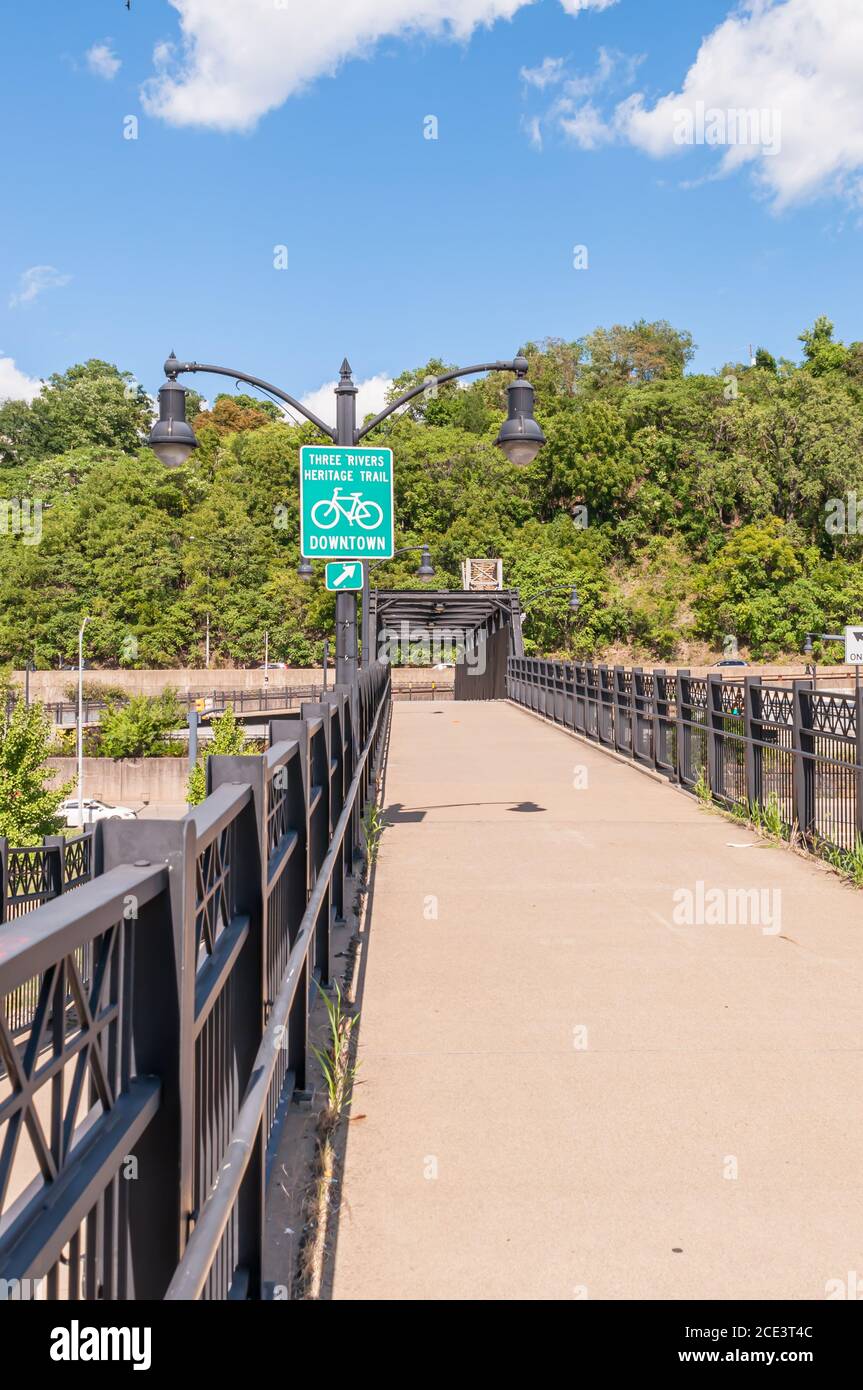 The walkway onto the Hot Metal Bridge which is part of the Three Rivers ...
