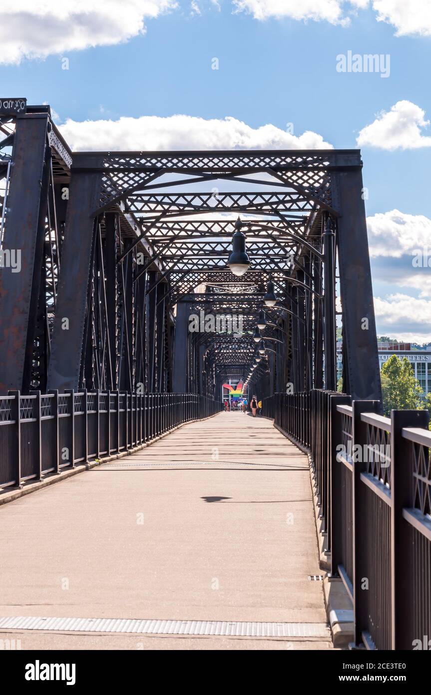 The walking lane on the Hot Metal Bridge which spans over the ...