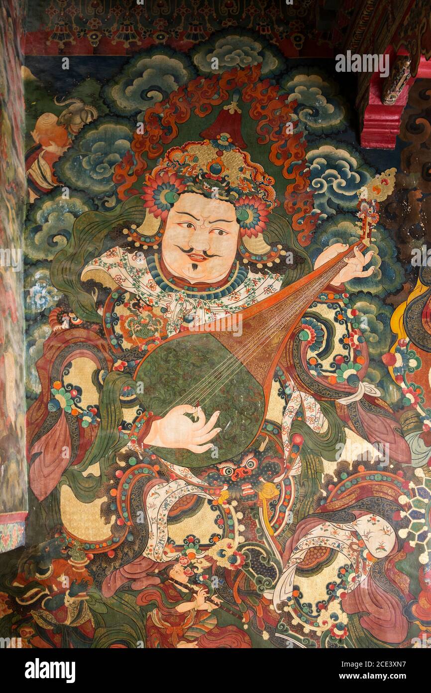 A restored wall painting at the Potala Palace, Lhasa, Tibet Stock Photo ...
