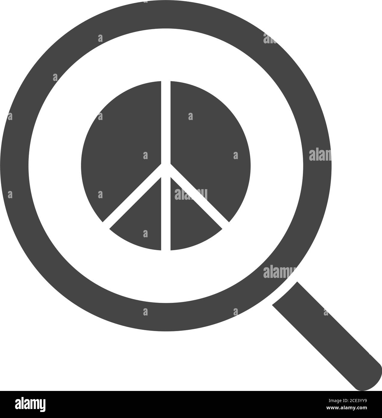 magnifier peace sign, human rights day, silhouette icon design vector ...