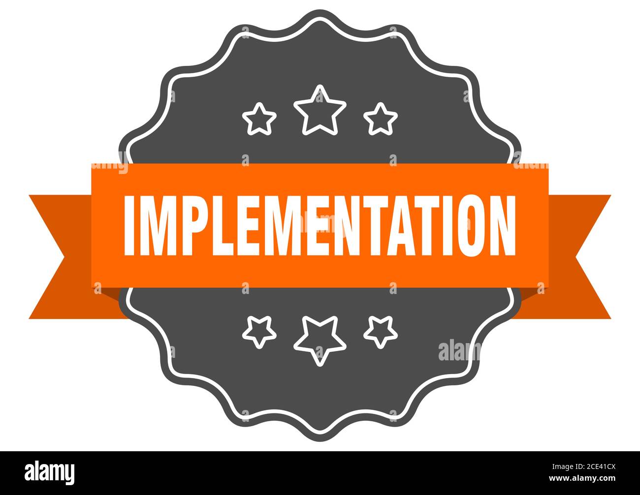 implementation label. implementation isolated seal. Retro sticker sign ...