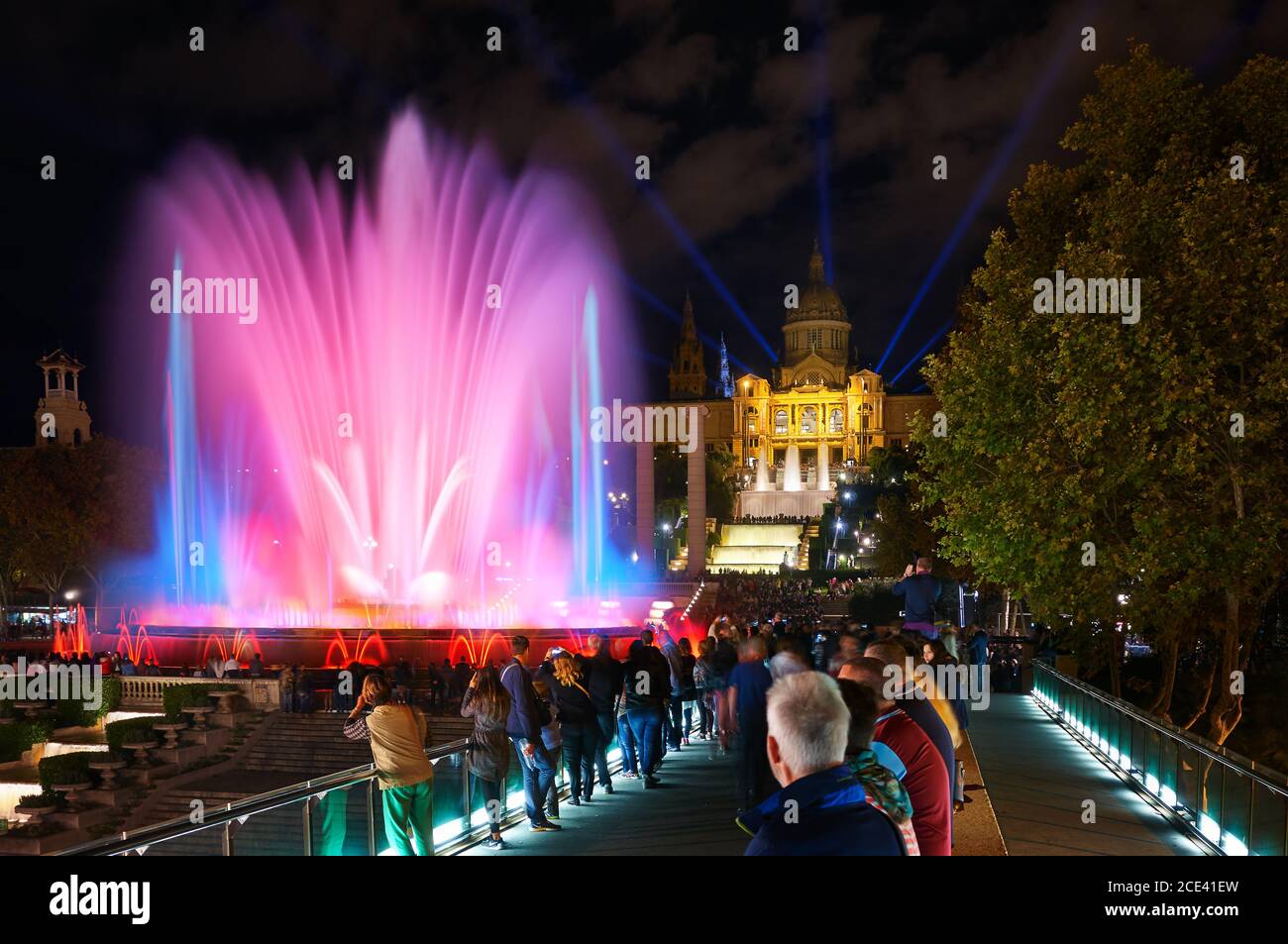 Magic Fountain Barcelona full with colors at night, in Spain Stock ...