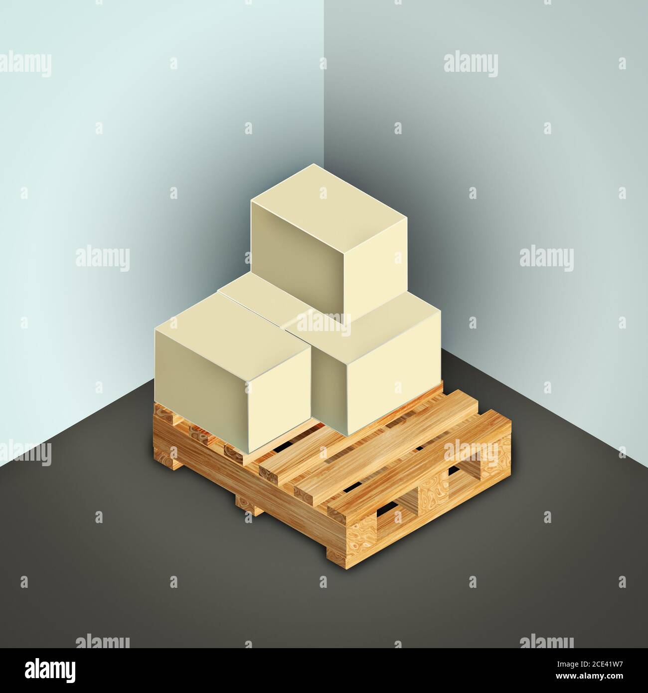 pallet of boxes in a storage Stock Photo - Alamy