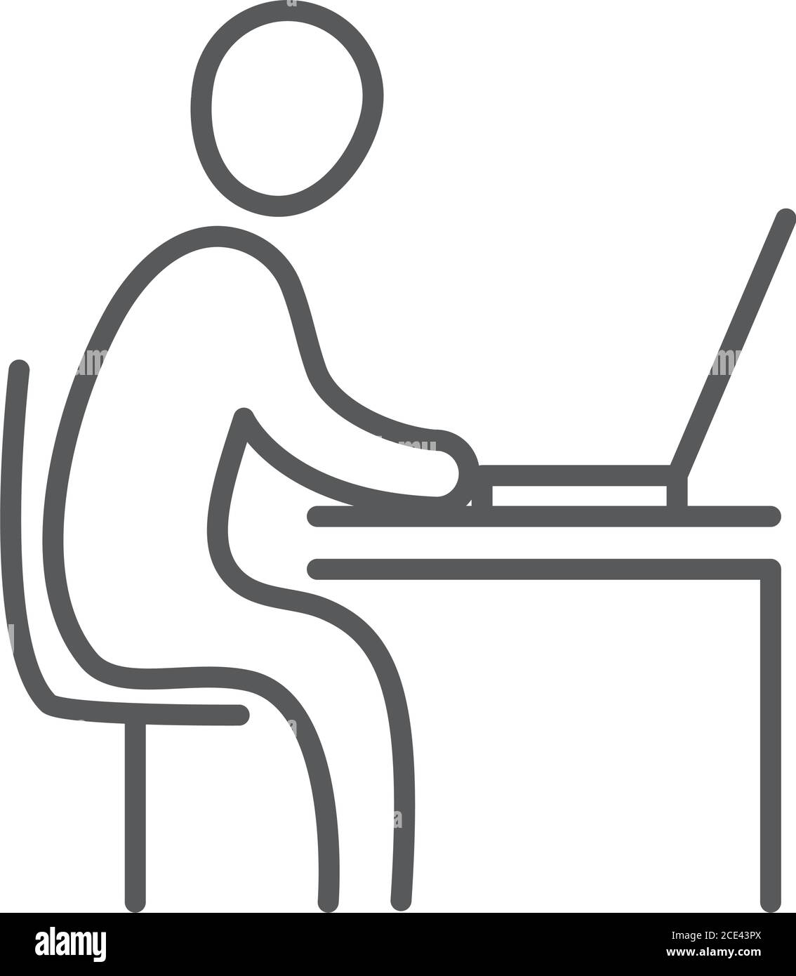 side view businessman working with computer, business work office, line ...