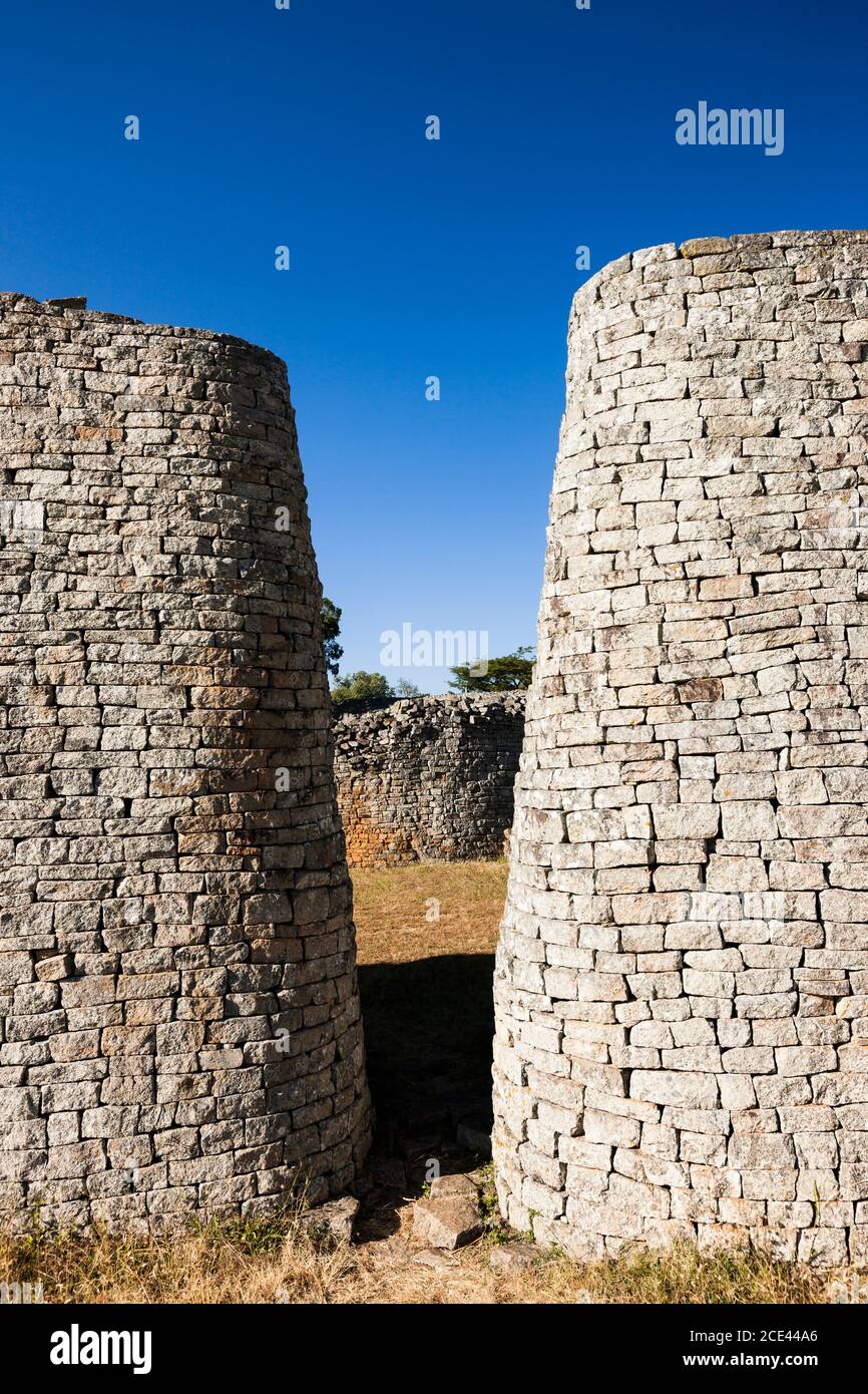 Great Zimbabwe ruins, great wall and entrance of "the Great Enclosure ...