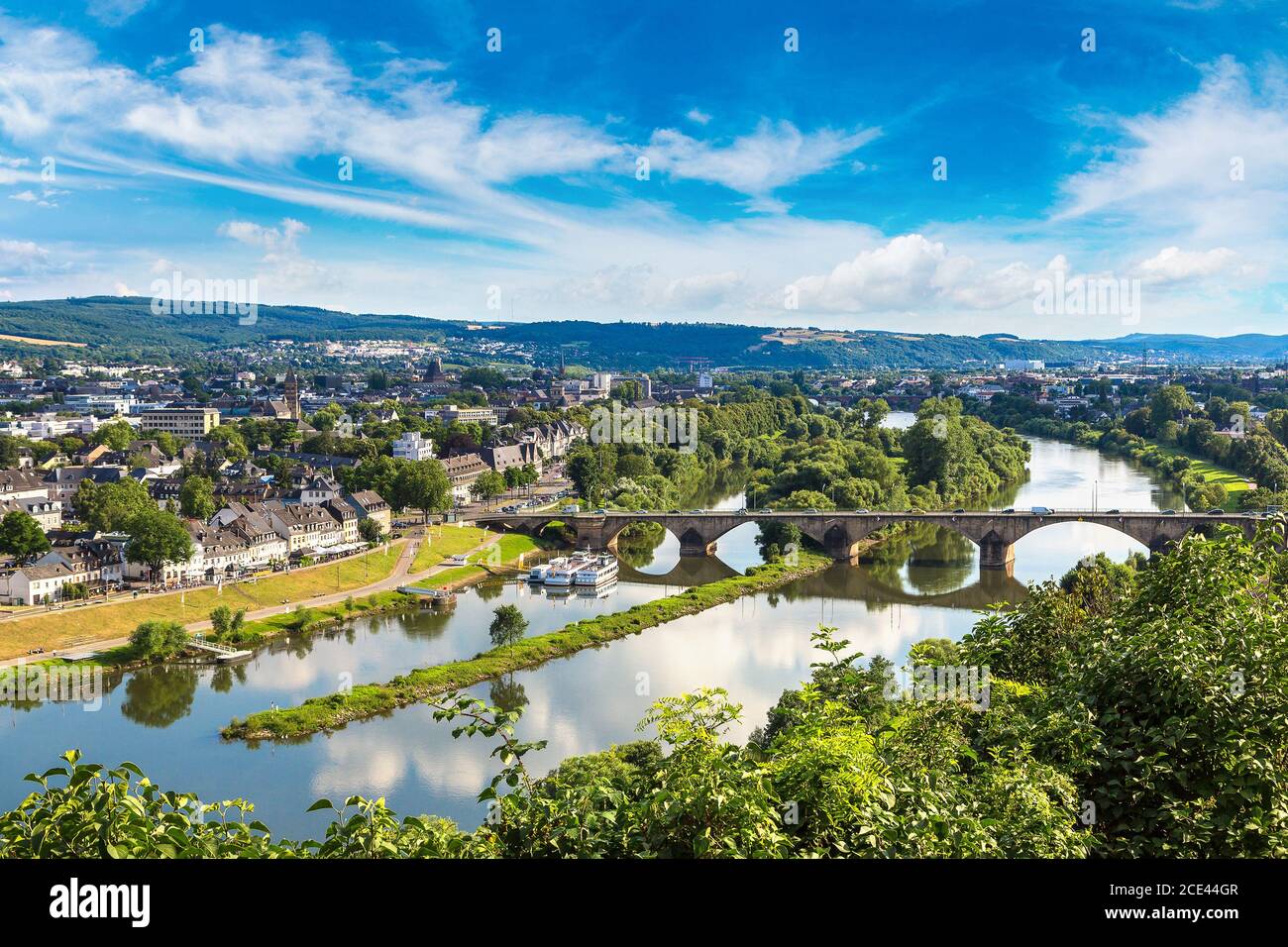Panoramic aerial view of Trier in a beautiful summer day, Germany Stock ...