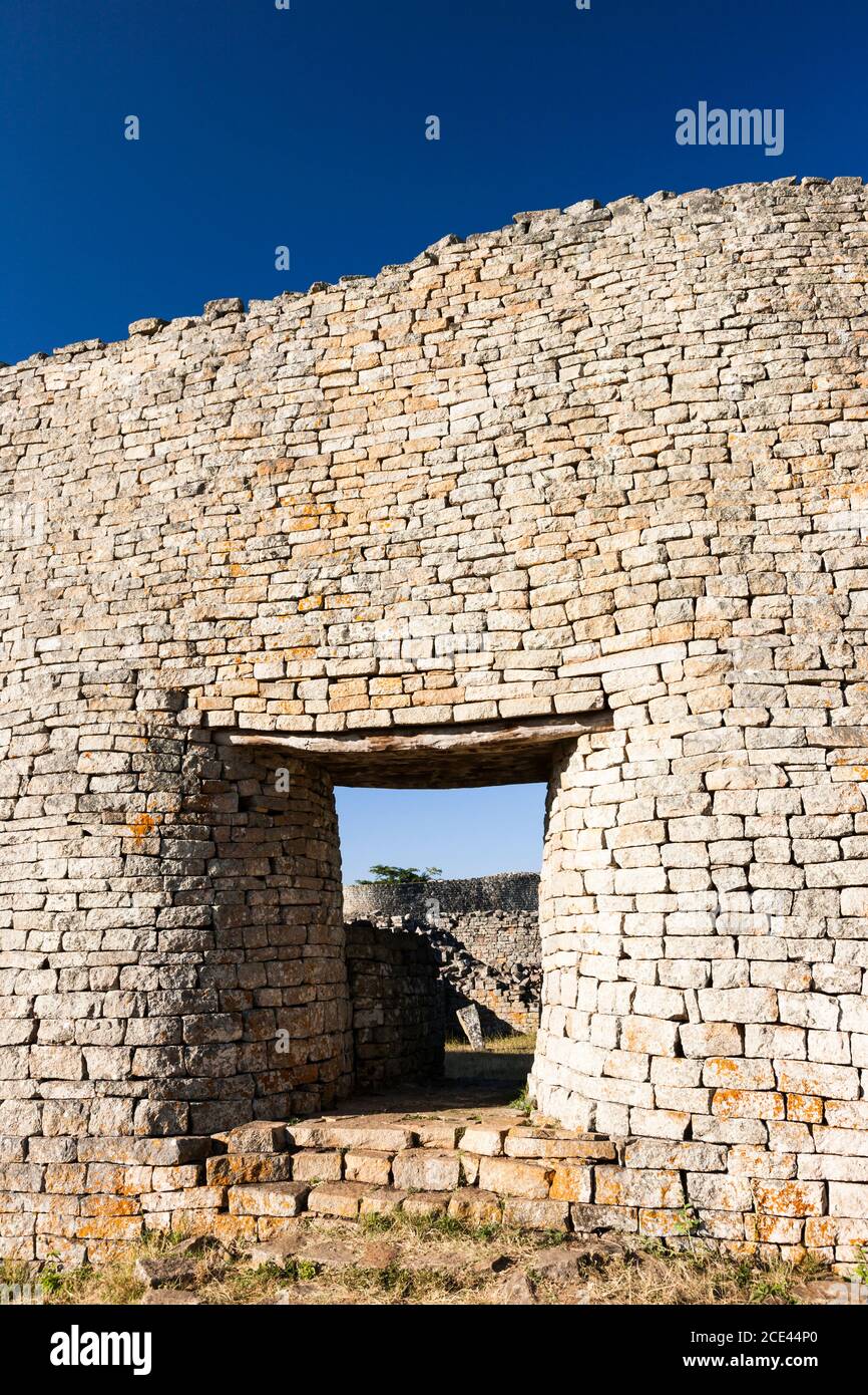 Great Zimbabwe ruins, great wall and entrance of "the Great Enclosure ...