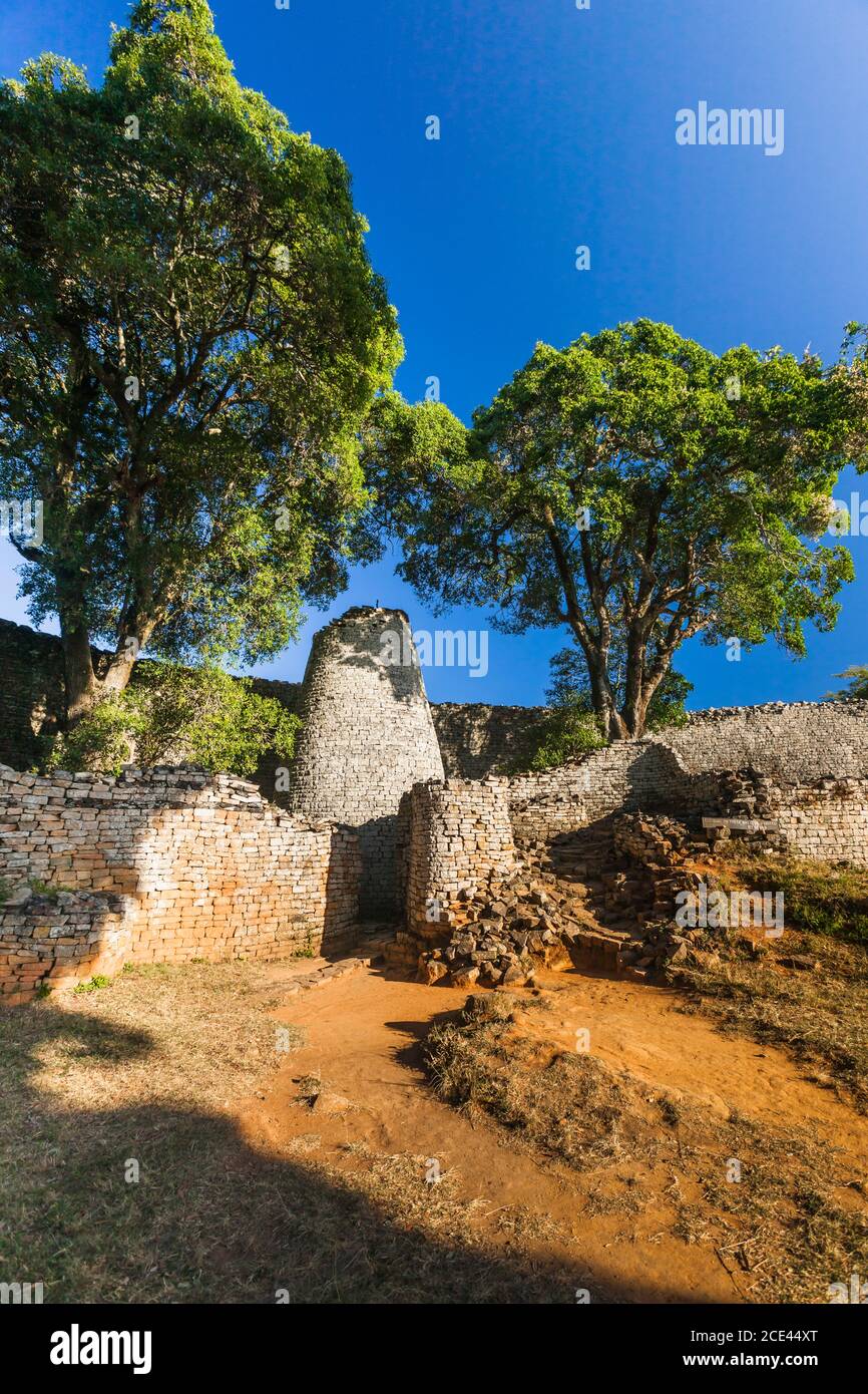 Great Zimbabwe ruins, Cinical Tower in "the Great Enclosure", ancient ...