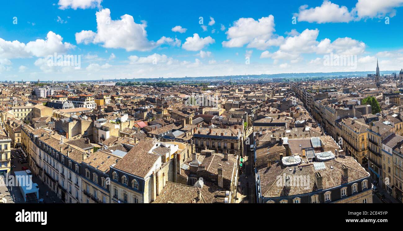 Panoramic aerial view of Bordeaux in a beautiful summer day, France ...