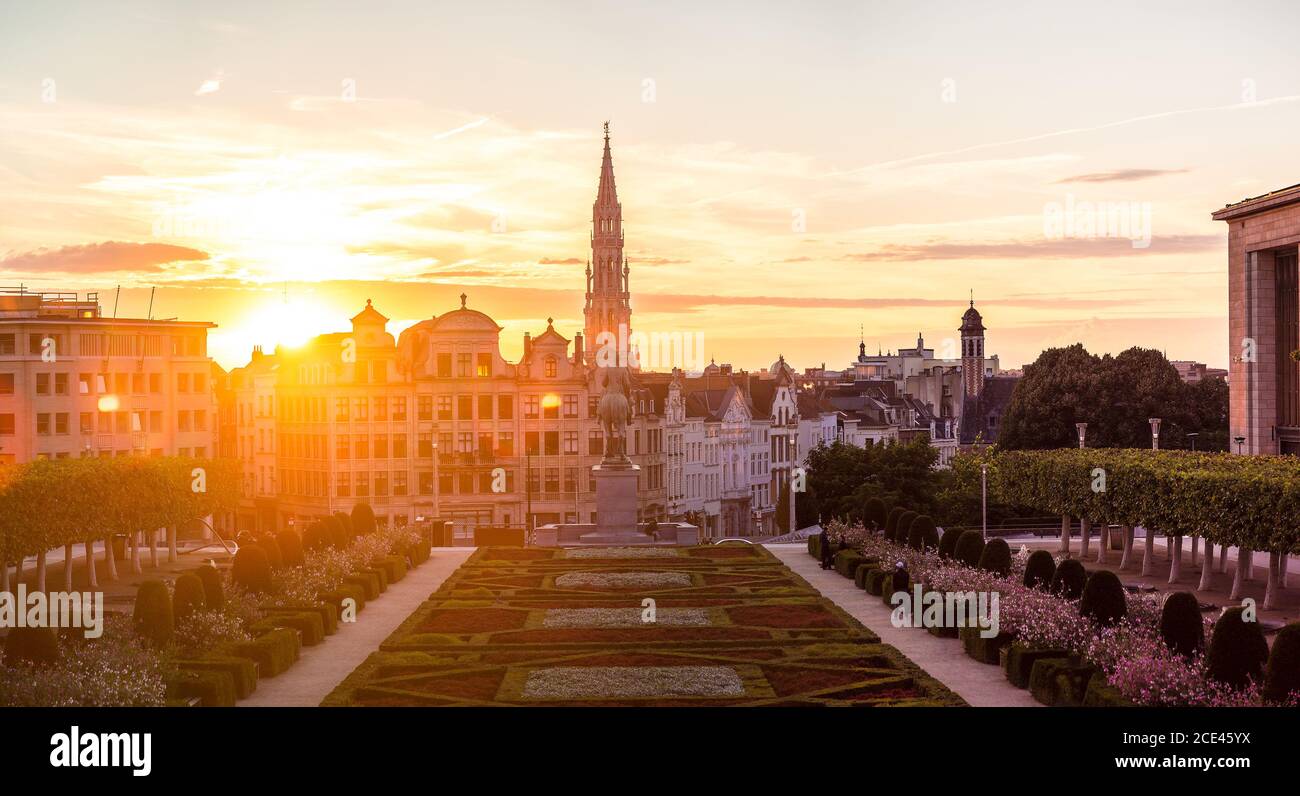 Panoramic Cityscape of Brussels in a beautiful summer day, Belgium ...