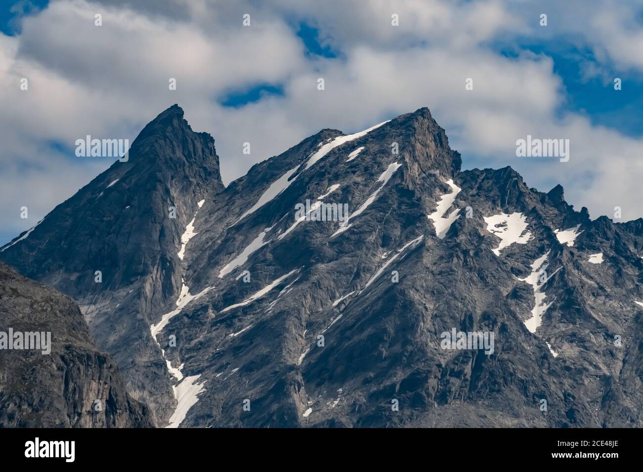 Beautiful mountain landscapes on the road approaching Trollveggen ...