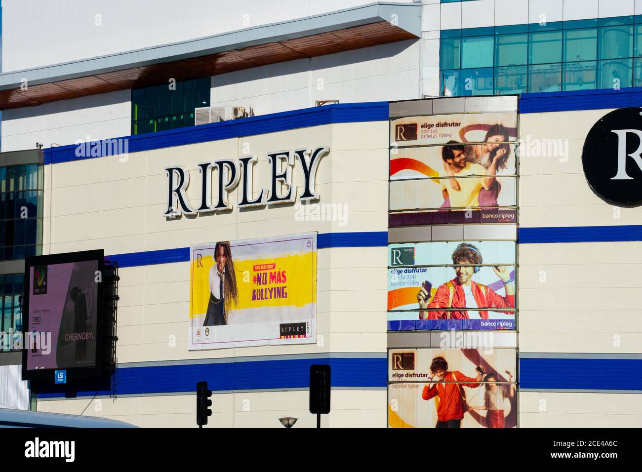 Puerto Montt, Chile. February 12, 2020. View of Ripley sign, a chain of ...