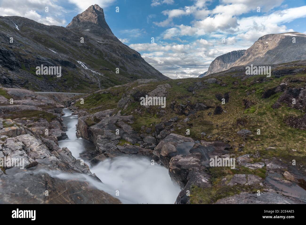 Beautiful mountain landscapes on the road approaching Trollveggen ...