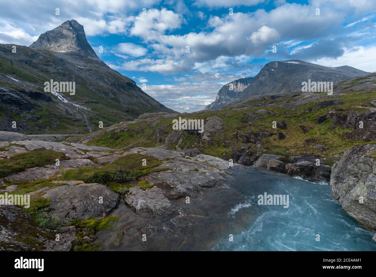 Beautiful mountain landscapes on the road approaching Trollveggen ...