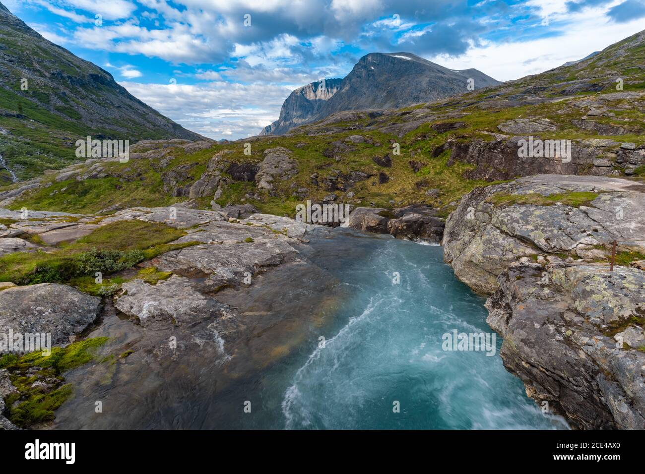 Beautiful mountain landscapes on the road approaching Trollveggen ...