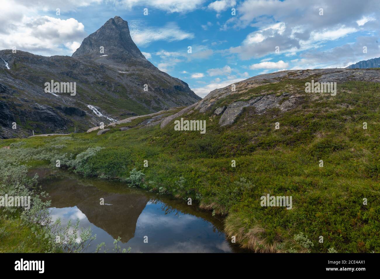 Beautiful mountain landscapes on the road approaching Trollveggen ...