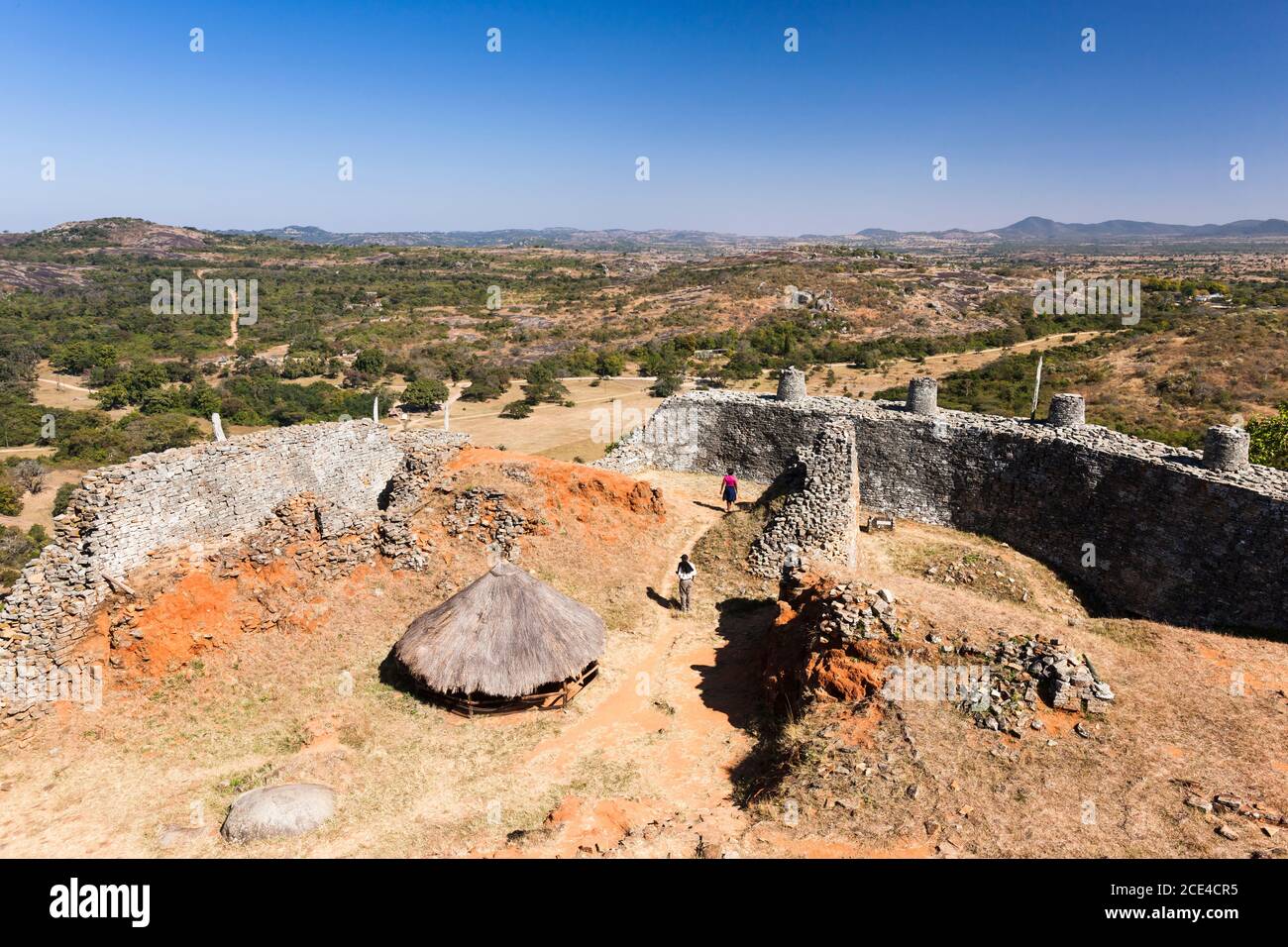 Great Zimbabwe ruins, view from "the Hill Complex", or acropolis ...