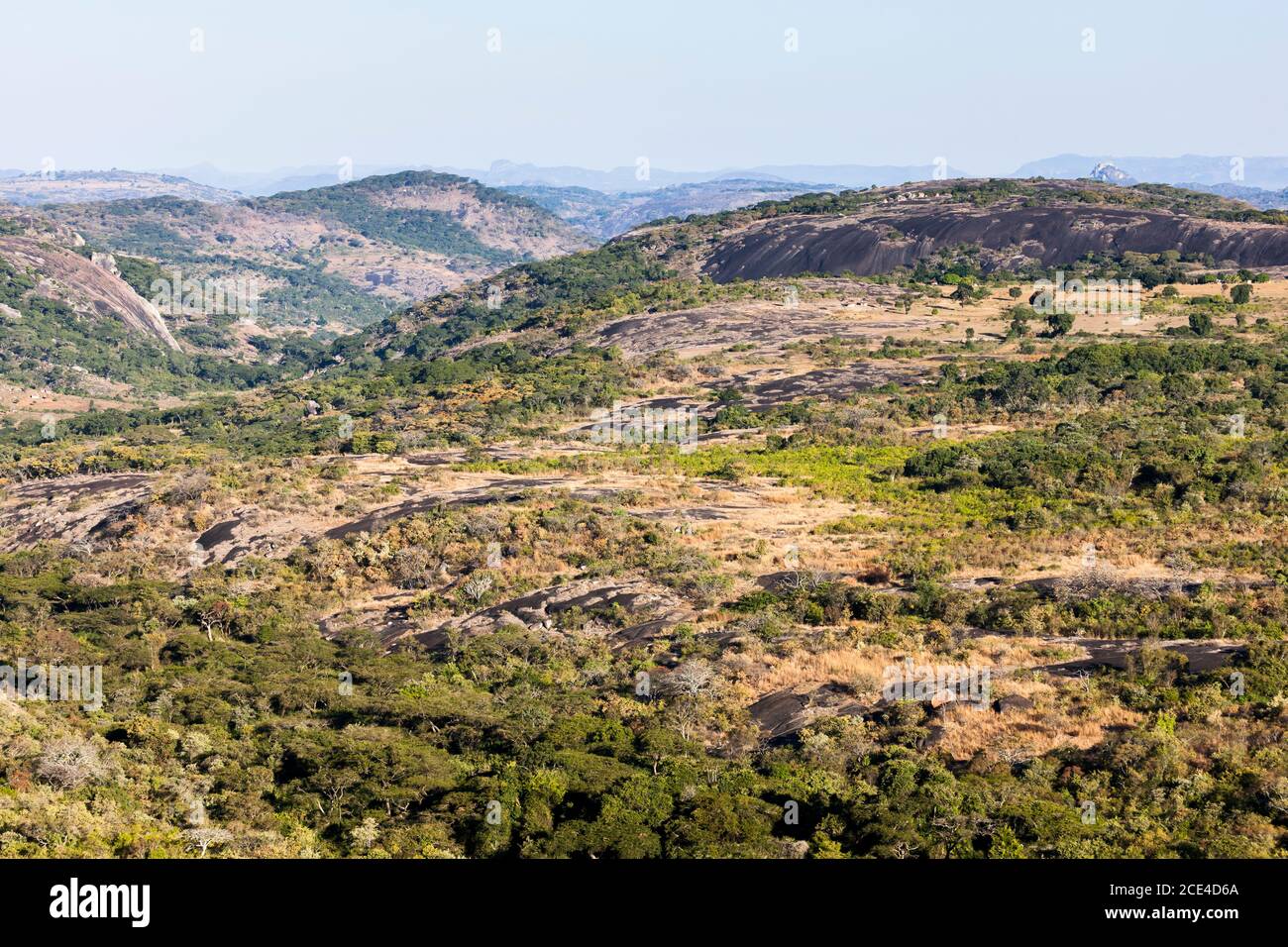 Great Zimbabwe ruins, view from "the Hill Complex", or acropolis ...