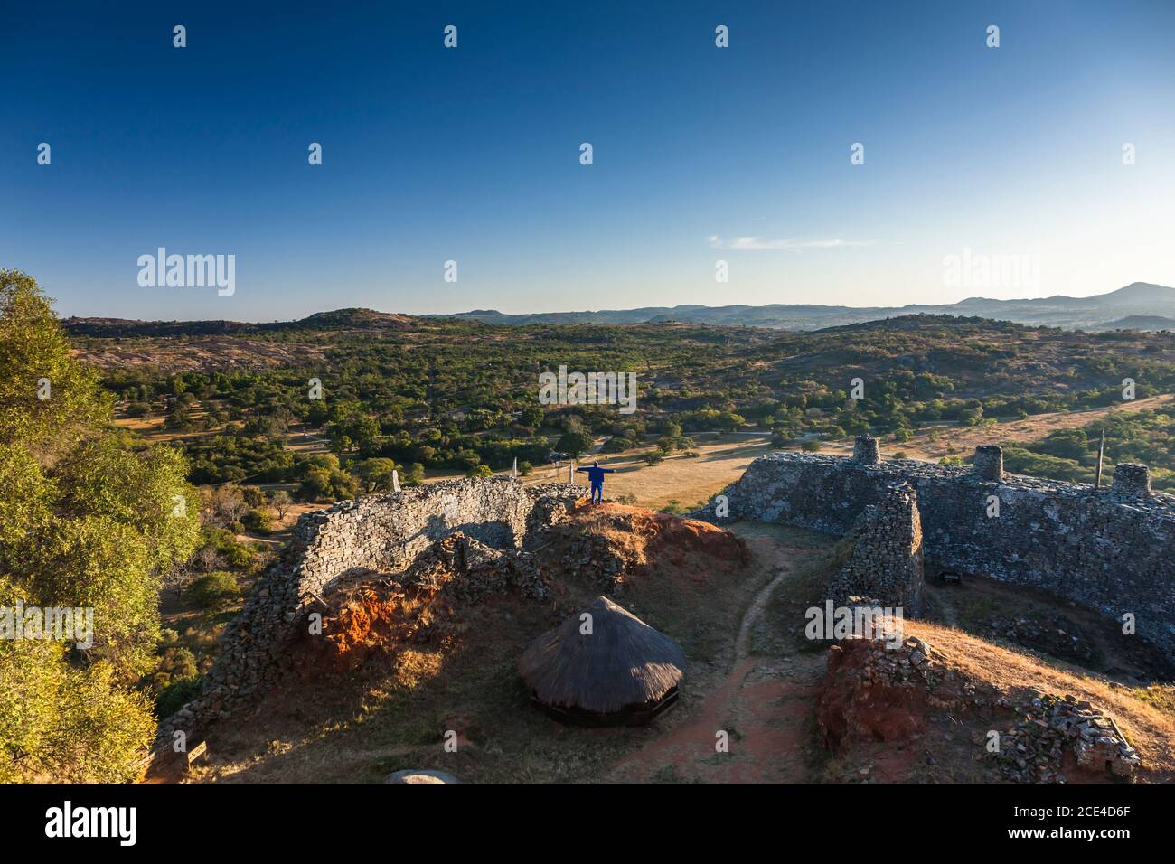 Great Zimbabwe ruins, view from "the Hill Complex", or acropolis ...