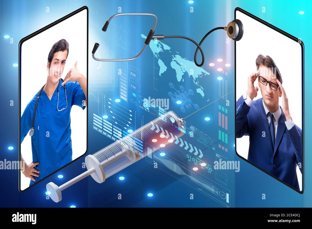 Telemedicine concept with remote treatment and consultation Stock Photo ...